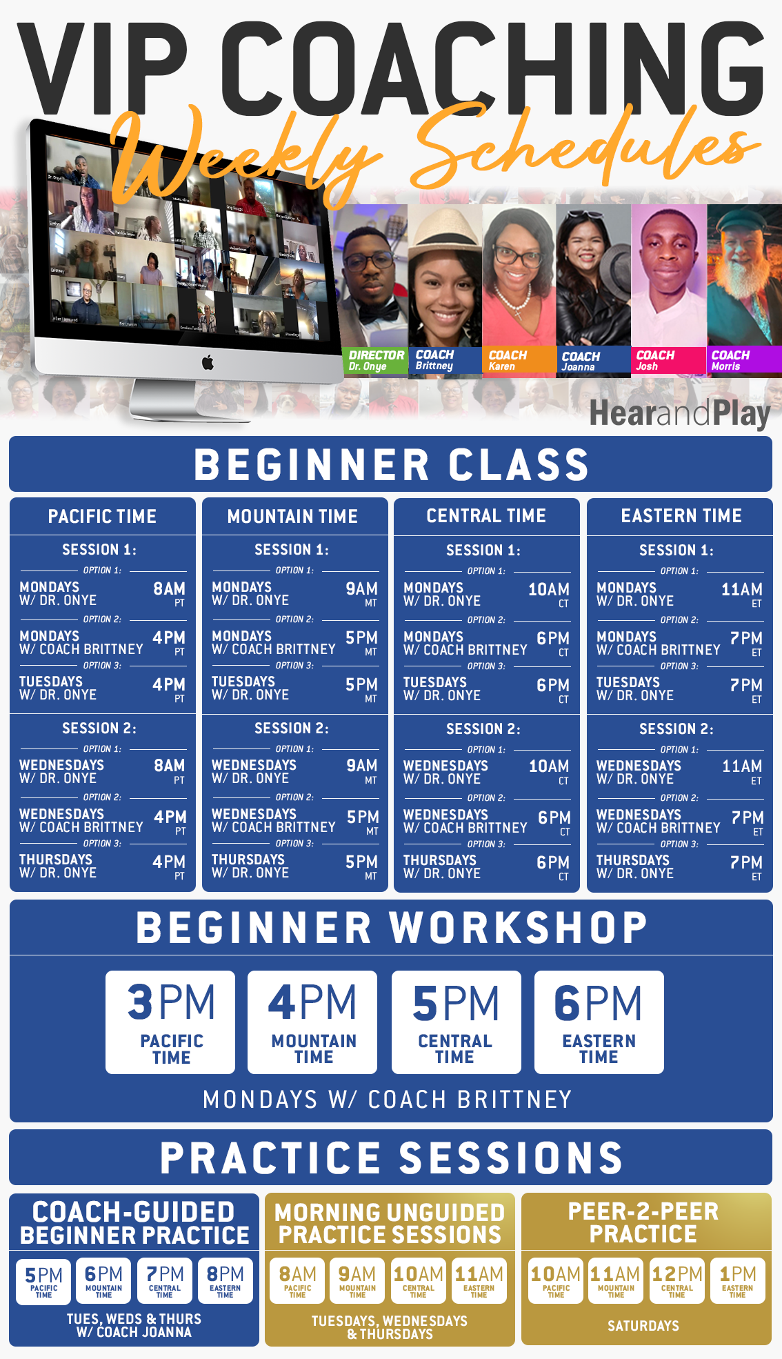 VIP Coaching Schedule – HearAndPlay.com